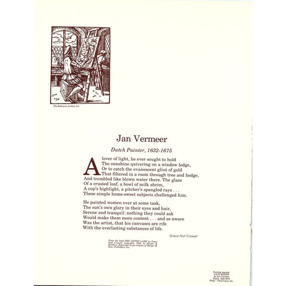 None and/or Unknown | Other | Jan Vermeer Grace Noll Crowell 97s Poem ...